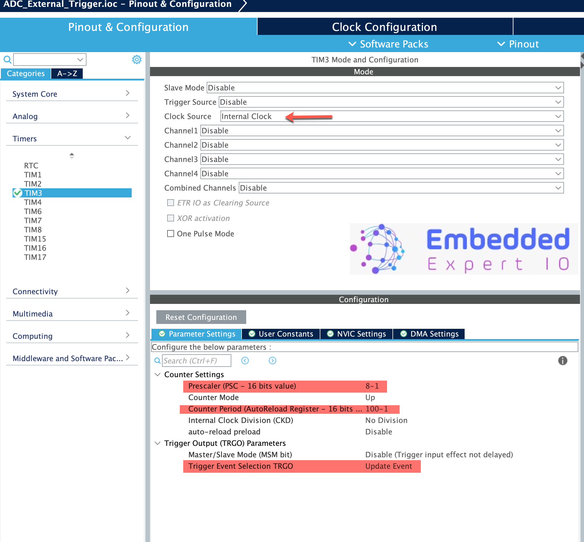 STM32 ADC Application Part 6: External Trigger Using Timers – EmbeddedExpertIO