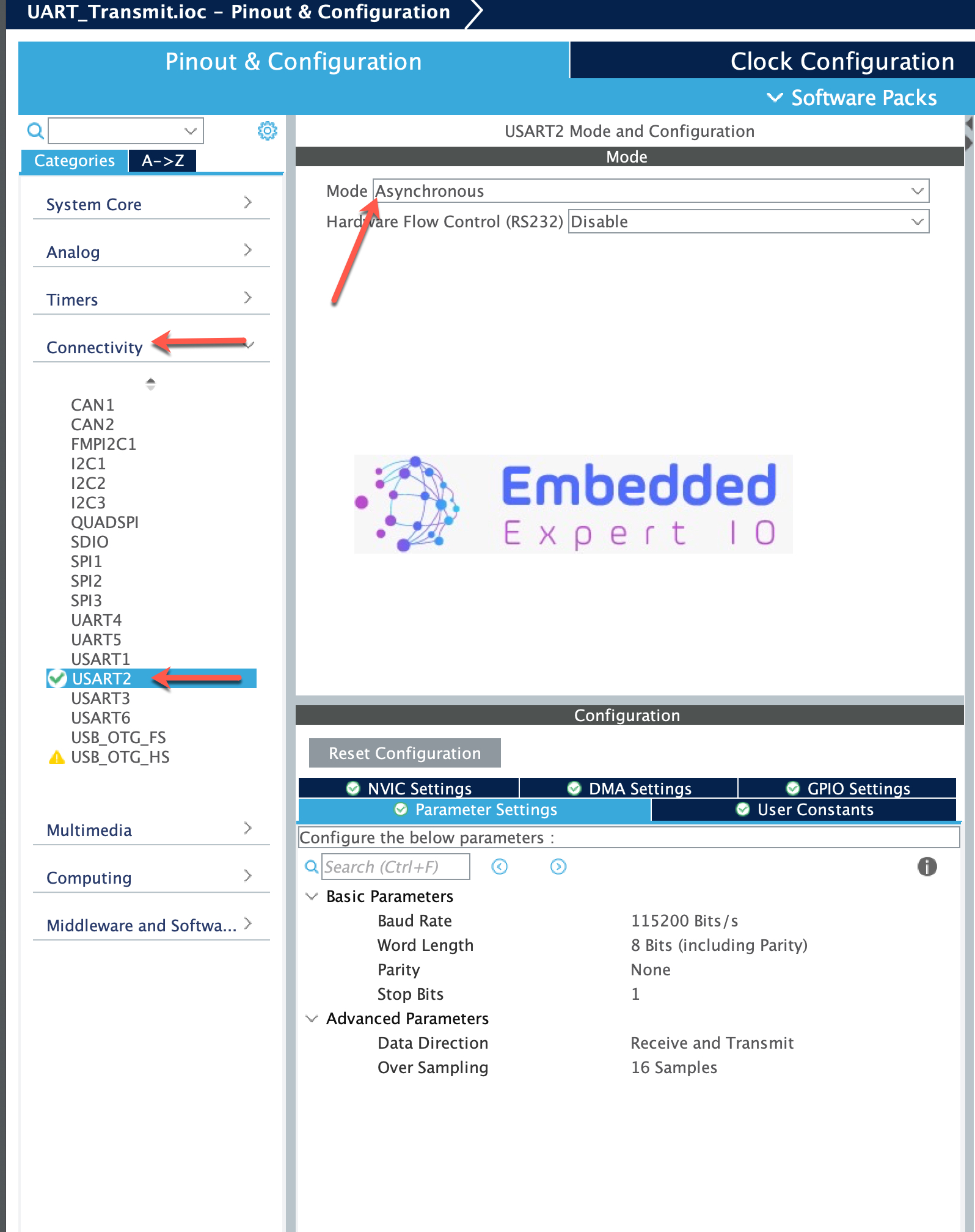 STM32 UART Part 1: Configuration and Sending Data – EmbeddedExpertIO