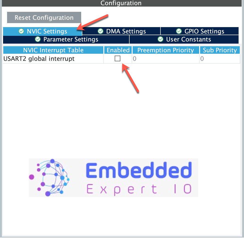STM32 UART Part 2: Send Data using Interrupt and DMA – EmbeddedExpertIO