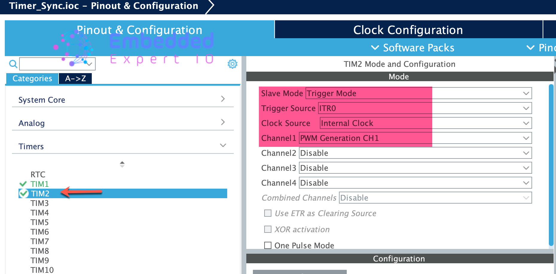 STM32 Timers Applications: Timer Synchronisation Trigger Mode ...