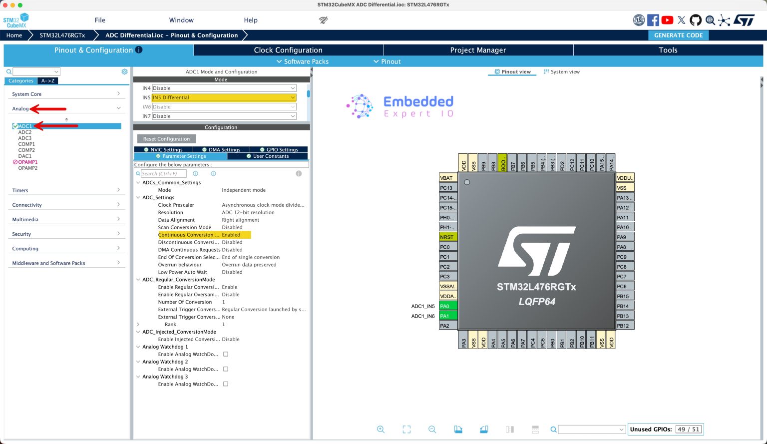 STM32 ADC Application Part 10: Differential Mode – EmbeddedExpertIO